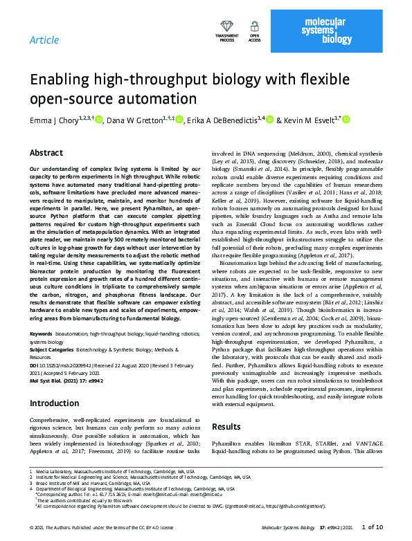 Pdf Enabling High‐throughput Biology With Flexible Open‐source Automation