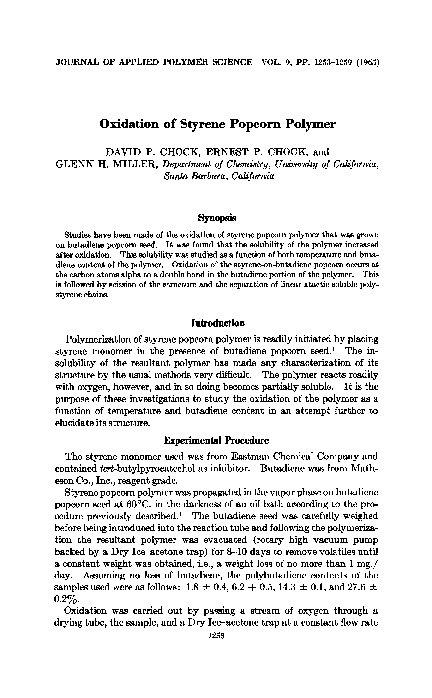 (PDF) Oxidation of styrene popcorn polymer