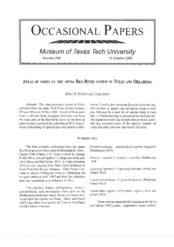 (PDF) Atlas of fishes of the upper Red River system in Texas and Oklahoma