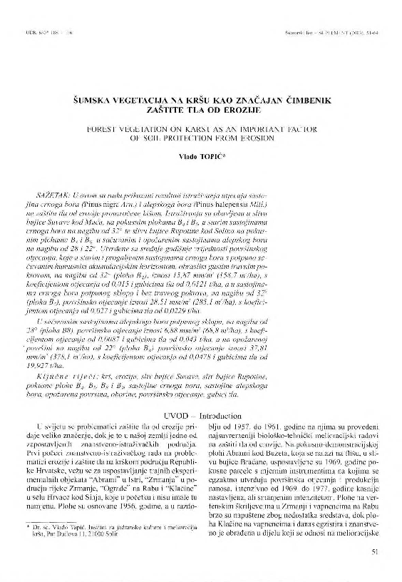 (PDF) Šumska Vegetacija Na Kršu Kao Značajan Čimbenik Zaštite Tla Od ...