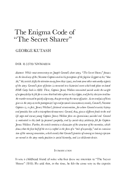 (PDF) Enigma Code of “The Secret Sharer”