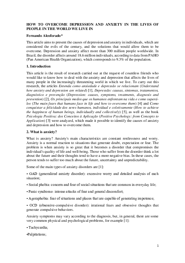 (PDF) HOW TO OVERCOME DEPRESSION AND ANXIETY IN THE LIVES OF PEOPLE IN ...