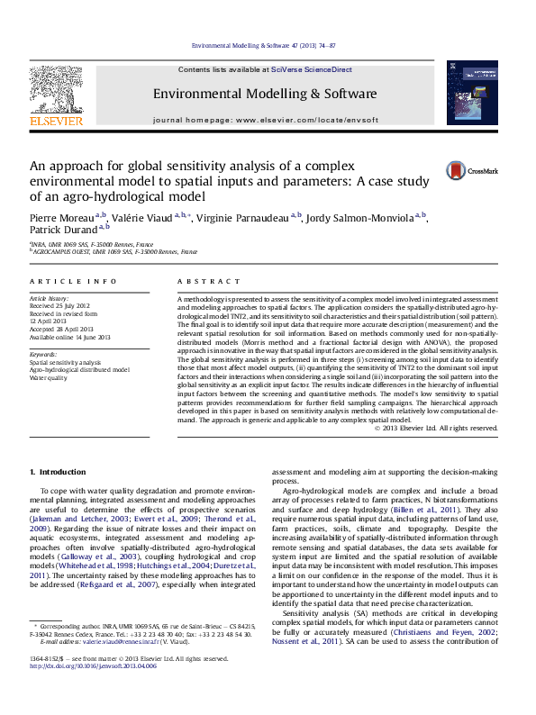 (PDF) An approach for global sensitivity analysis of a complex environmental model to spatial ...