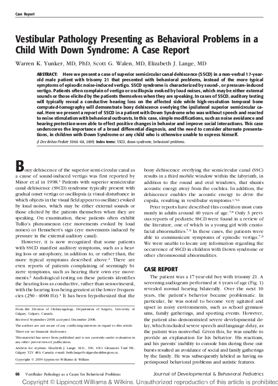 (PDF) Vestibular Pathology Presenting as Behavioral Problems in a Child ...