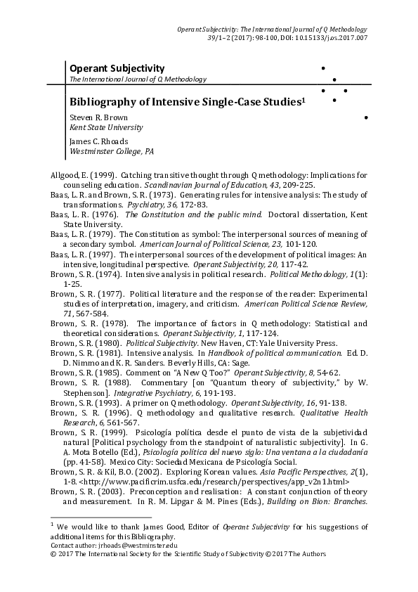 (PDF) Bibliography of Intensive Single-Case Studies