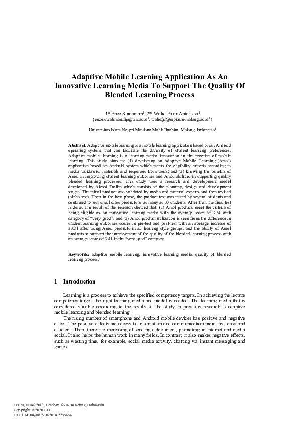 (PDF) Adaptive Mobile Learning Application As An Innovative Learning ...