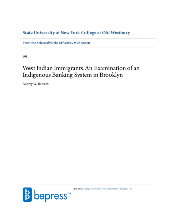 (PDF) West Indian Immigrants:An Examination of an Indigenous Banking ...