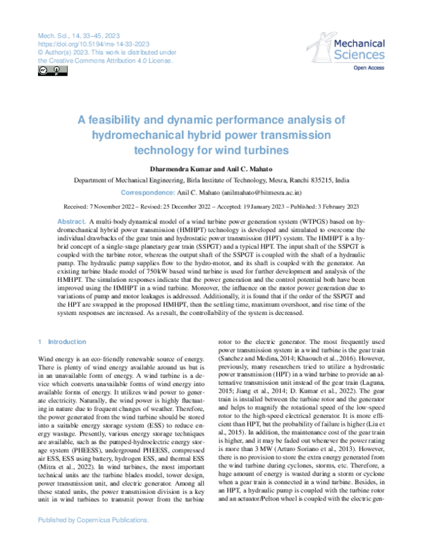 (PDF) A feasibility and dynamic performance analysis of hydromechanical ...