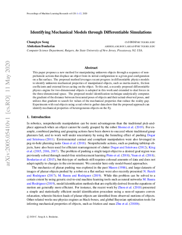 (PDF) Identifying Mechanical Models through Differentiable Simulations