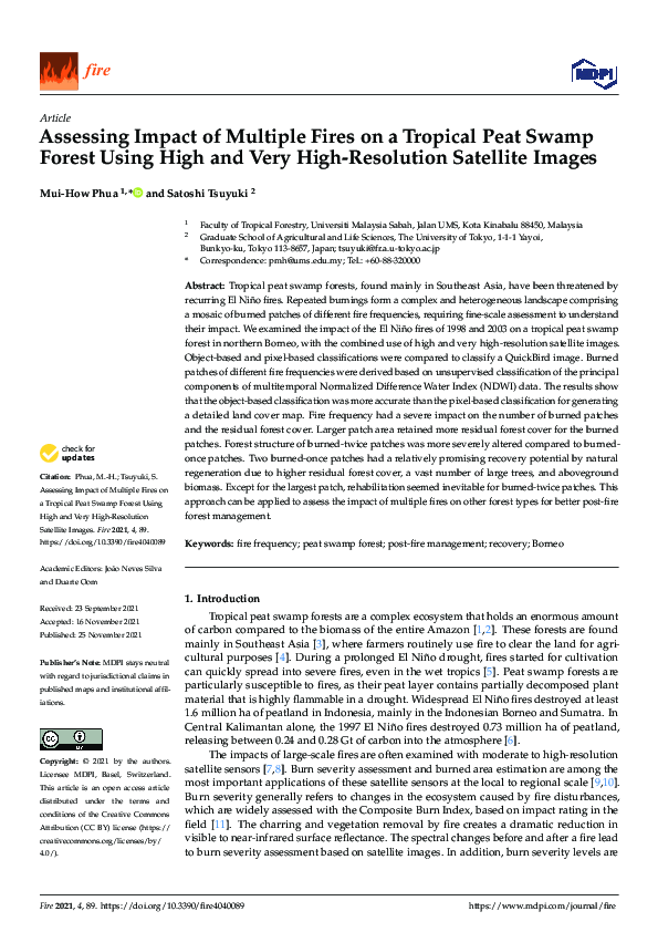(PDF) Assessing Impact of Multiple Fires on a Tropical Peat Swamp ...