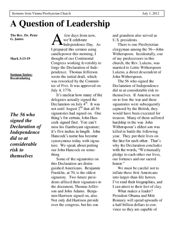 (PDF) A Question of Leadership