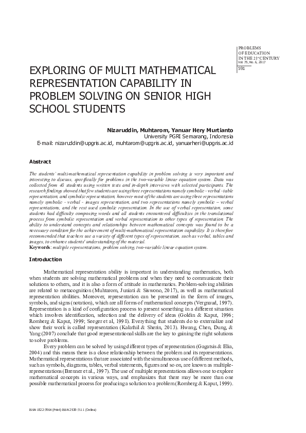 (PDF) Exploring of Multi Mathematical Representation Capability in Problem Solving on Senior ...