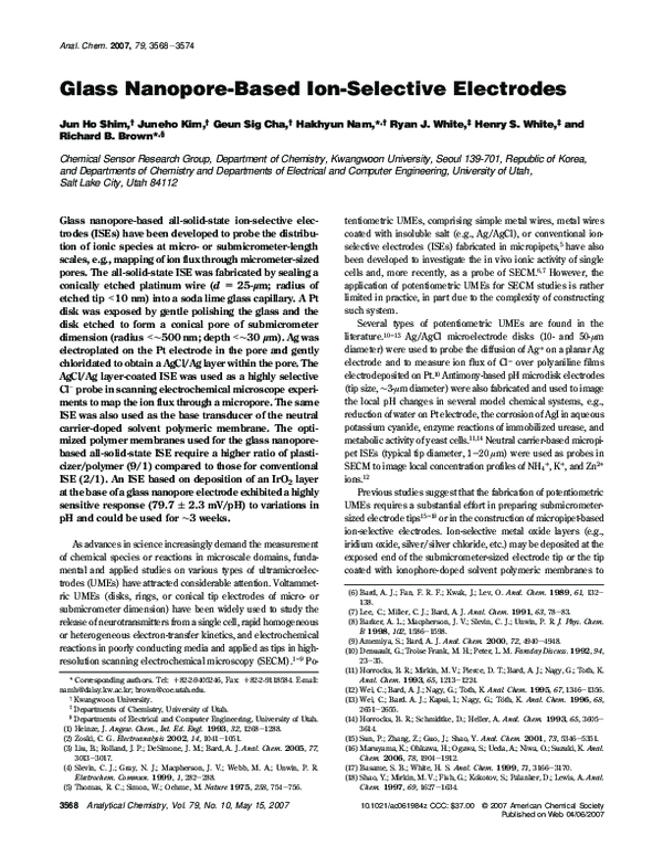 (PDF) Glass Nanopore-Based Ion-Selective Electrodes