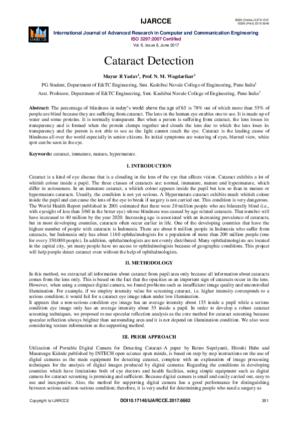 (PDF) Cataract Detection