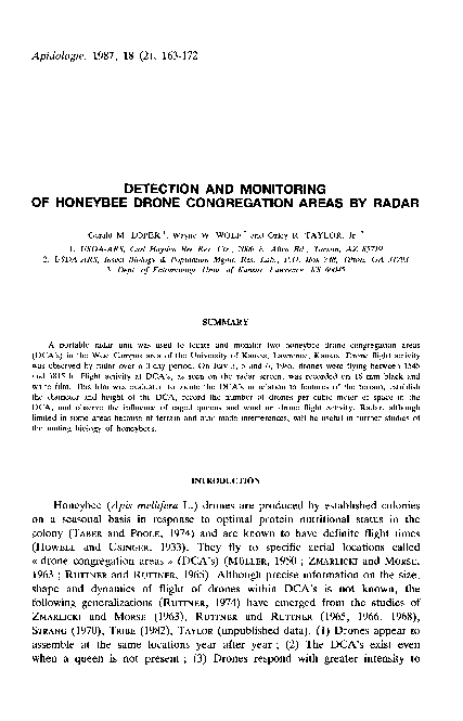 (PDF) Detection and Monitoring of Honeybee Drone Congregation Areas by ...