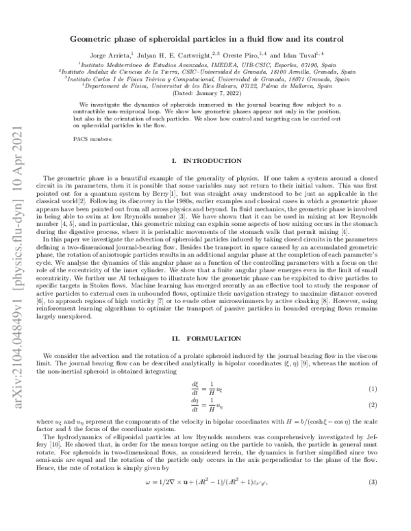 (PDF) Geometric Phase Control of Spheroids in Fluid Flow