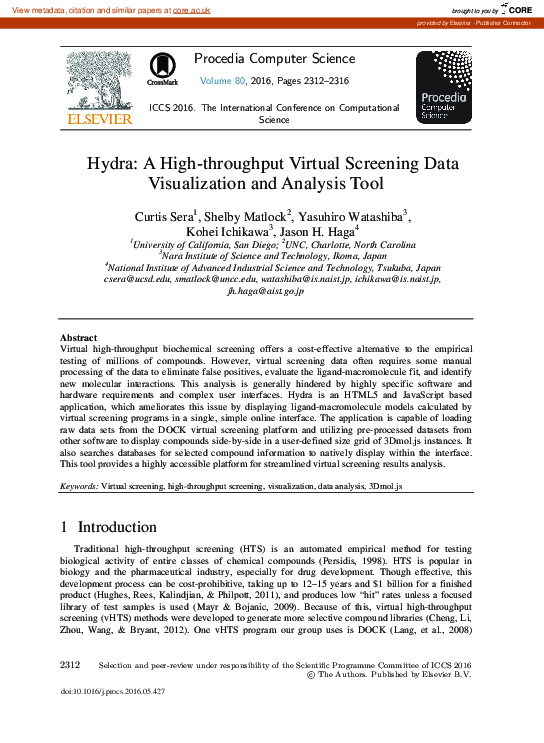 (PDF) Hydra: A High-throughput Virtual Screening Data Visualization and Analysis Tool