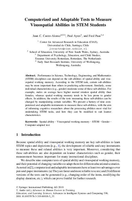 (PDF) Computerized Tests for Measuring Visuospatial Skills in STEM