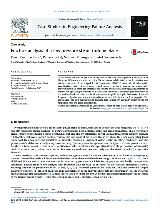 (PDF) Fracture analysis of a low pressure steam turbine blade