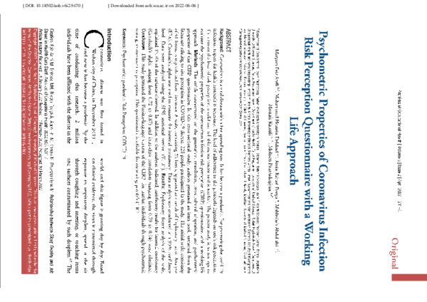 (PDF) Psychometric Properties of Coronavirus Infection Risk Perception ...