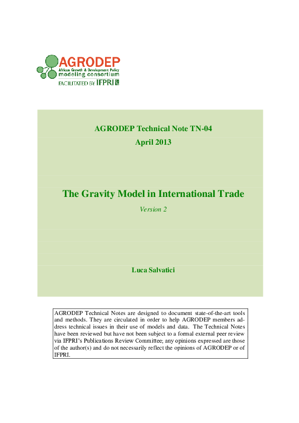 (PDF) The gravity model in international trade