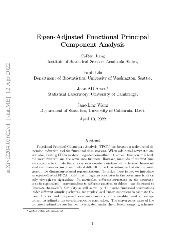 (PDF) Eigen-Adjusted Functional Principal Component Analysis