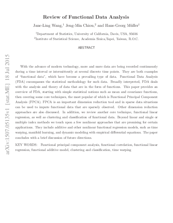(PDF) Review of Functional Data Analysis