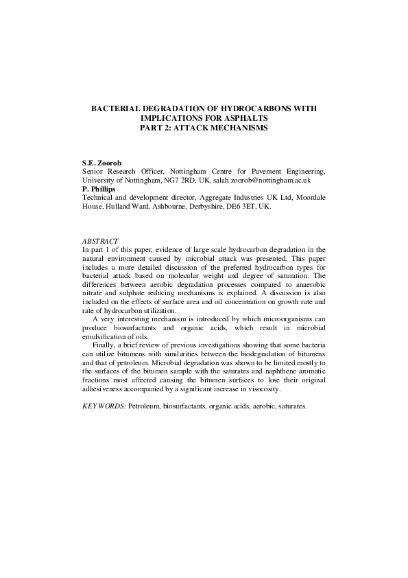 (PDF) Bacterial degradation of hydrocarbons with implications for ...