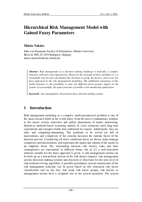 (PDF) Hierarchical Risk Management Model with Gained Fuzzy Parameters