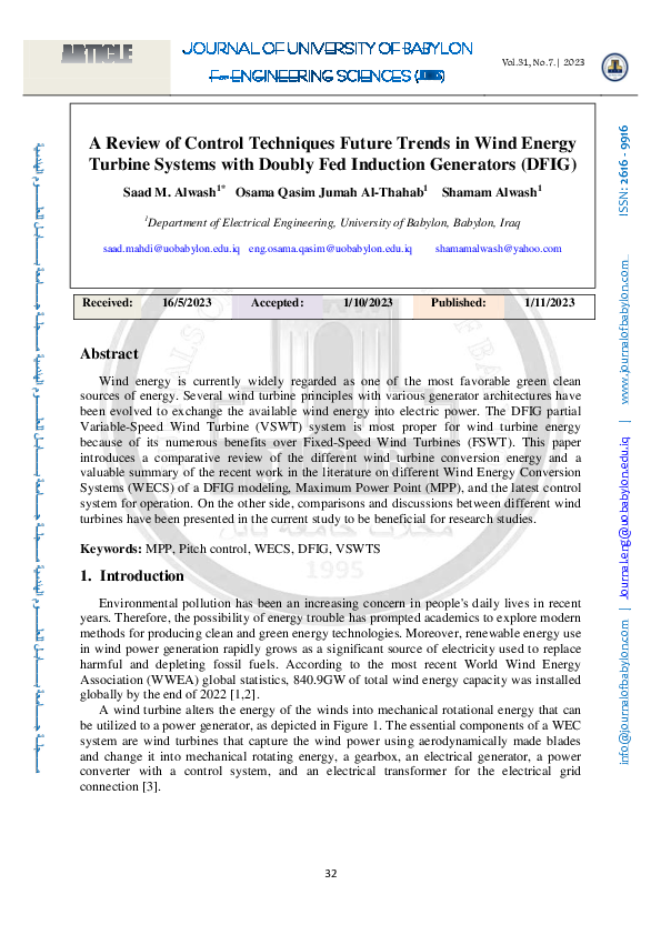 (PDF) A Review of Control Techniques Future Trends in Wind Energy Turbine Systems with Doubly ...