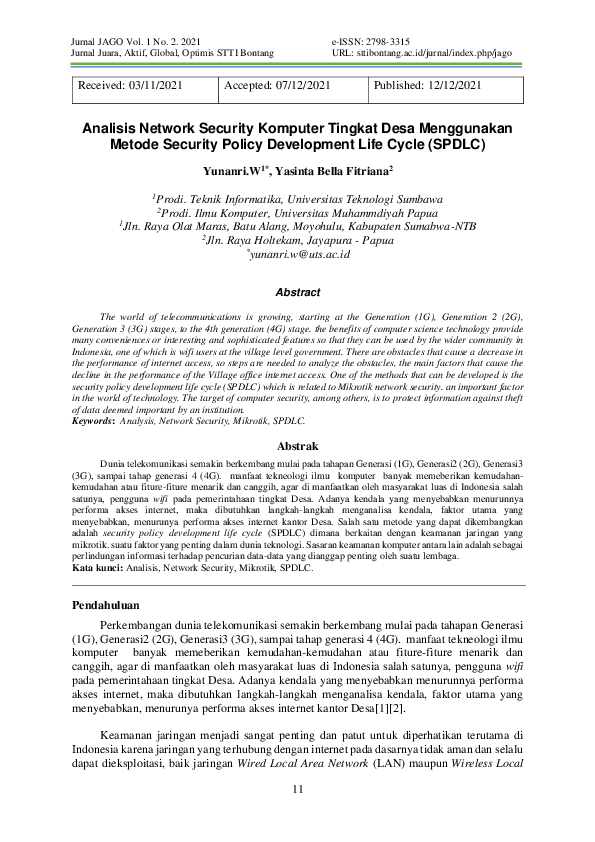 (PDF) Analisis Network Security Komputer Tingkat Desa Menggunakan Metode Security Policy ...