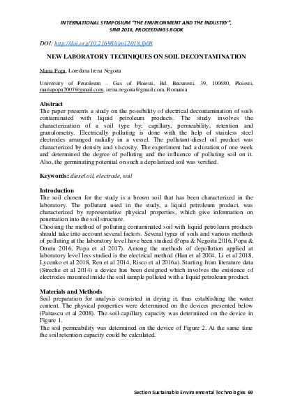 (PDF) New Laboratory Techniques on Soil Decontamination
