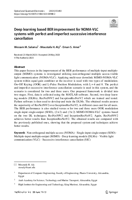 (PDF) Deep learning based BER improvement for NOMA-VLC systems with perfect and imperfect ...