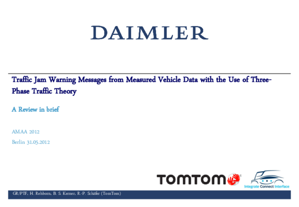 (PDF) Traffic Jam Warning Messages from Measured Vehicle Data with the ...