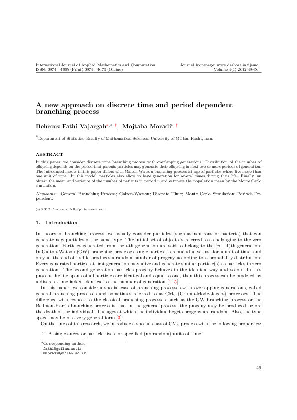 (PDF) A new approach on discrete time and period dependent branching process | Behrouz Fathi ...