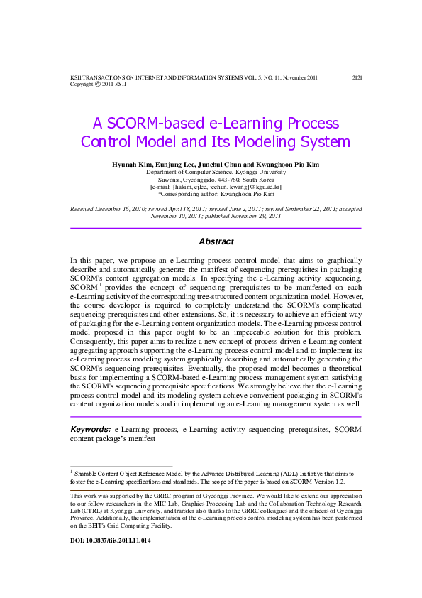 Pdf A Scorm Based E Learning Process Control Model And Its Modeling System