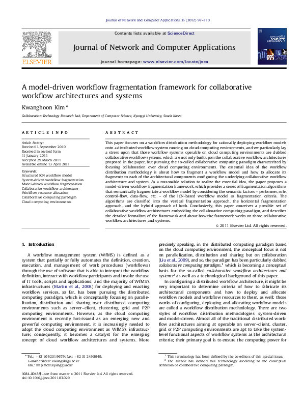 (PDF) A model-driven workflow fragmentation framework for collaborative ...