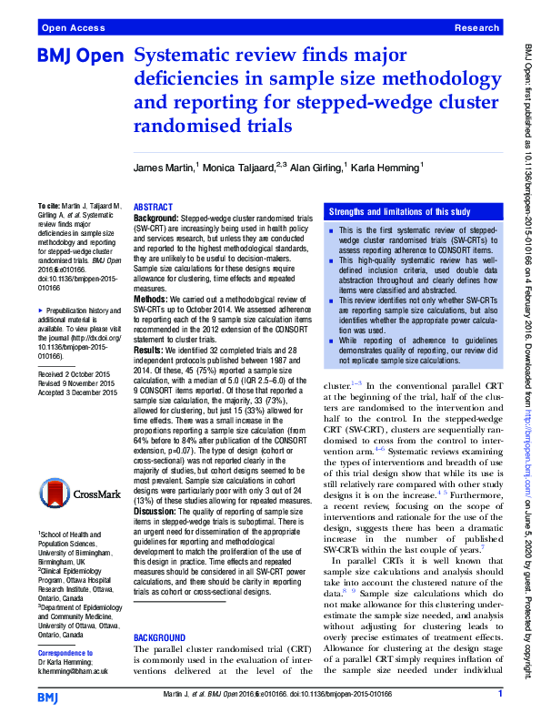Pdf Deficiencies In Sample Size In Sw Crts