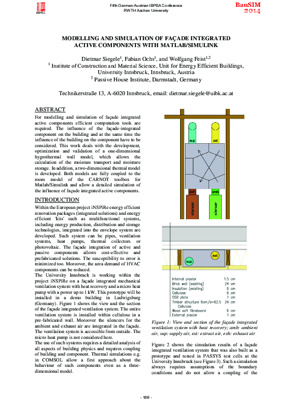 Pdf Modelling And Simulation Of Façade Integrated Active Components With Matlab Simulink