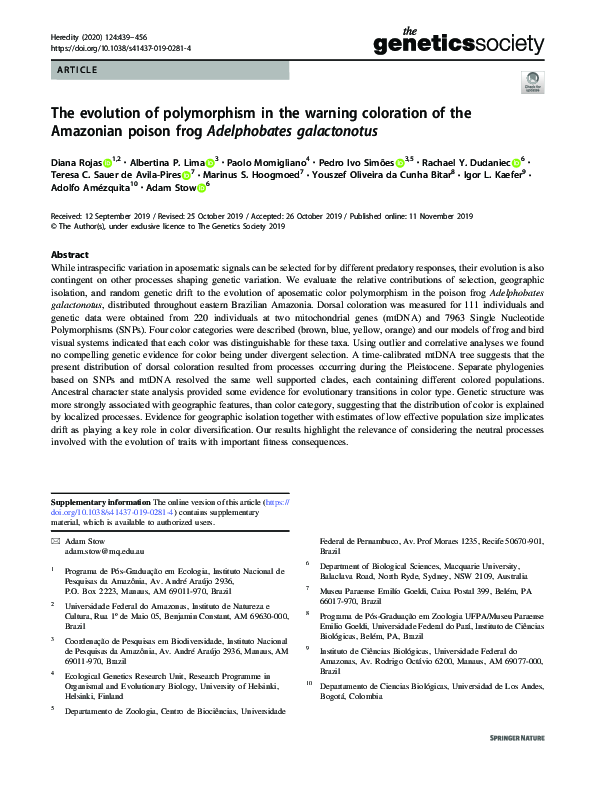 (PDF) The evolution of polymorphism in the warning coloration of the ...