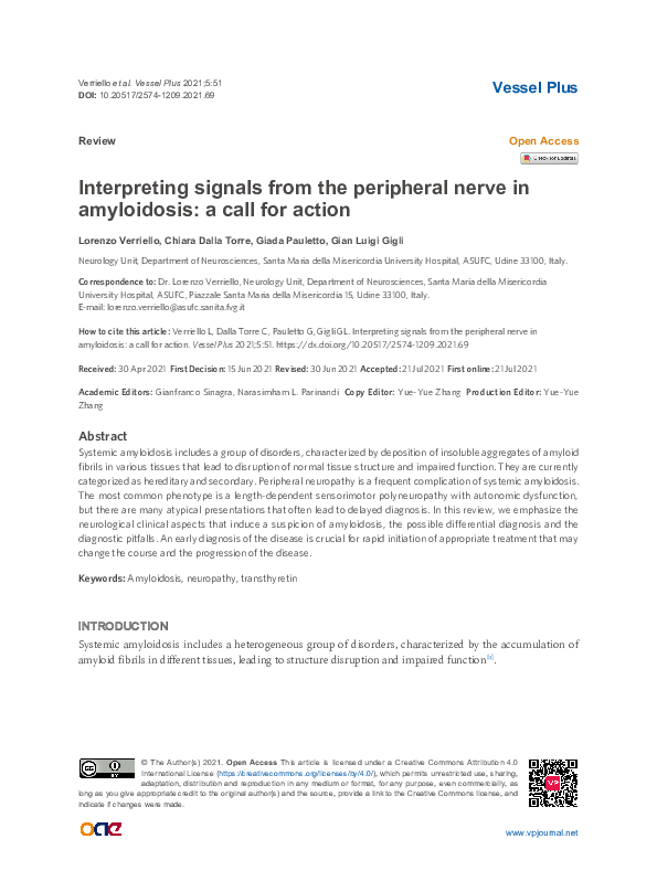 (PDF) Interpreting signals from the peripheral nerve in amyloidosis: a ...