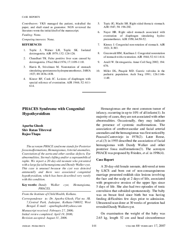 (PDF) PHACES syndrome with congenital hypothyroidism