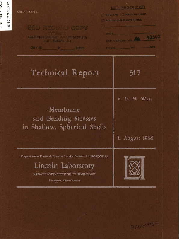(PDF) Membrane and bending stresses in shallow spherical shells ...