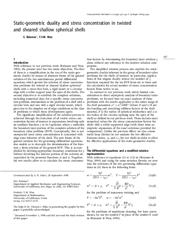 (PDF) Static-geometric duality and stress concentration in twisted and ...