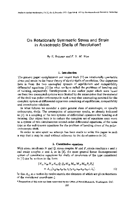 (PDF) On Rotationally Symmetric Stress and Strain in Anisotropic Shells ...