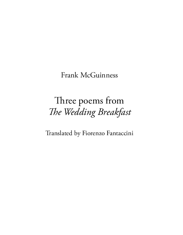 (PDF) Three poems from "The Wedding Breakfast