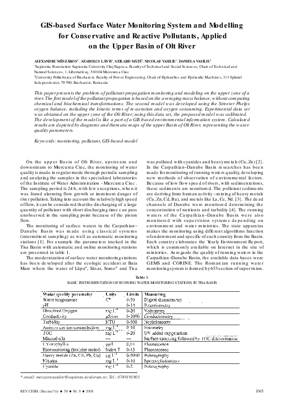 (PDF) GIS-based Surface Water Monitoring System and Modelling for ...