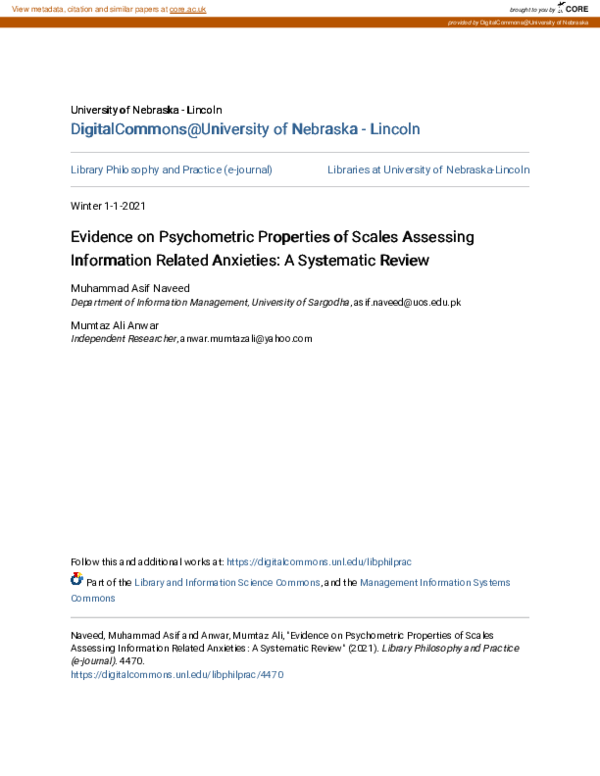 (PDF) Evidence on Psychometric Properties of Scales Assessing ...