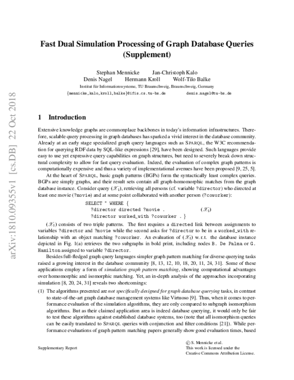 (PDF) Fast Dual Simulation Processing of Graph Database Queries