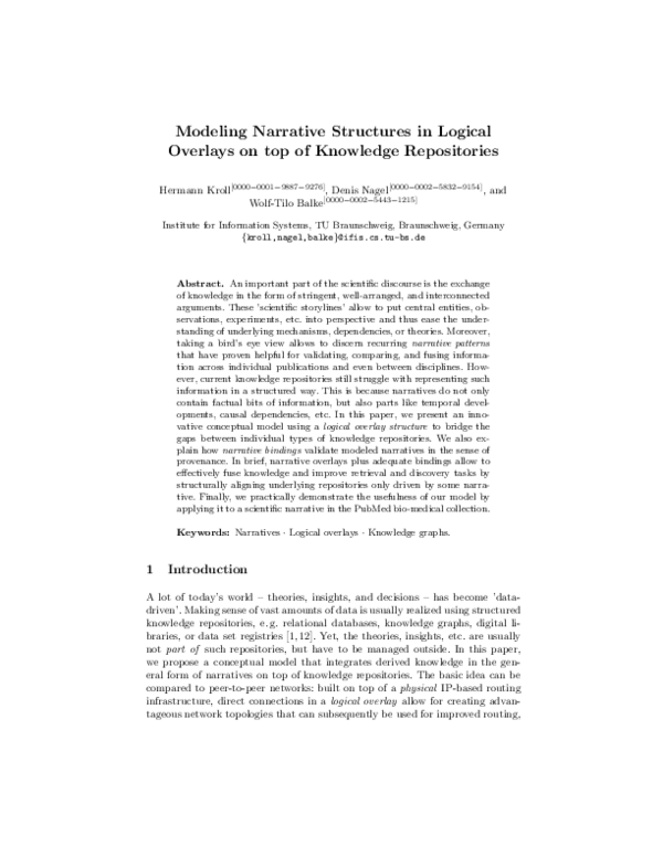 (PDF) Modeling Narrative Structures in Logical Overlays on Top of Knowledge Repositories | Wolf ...